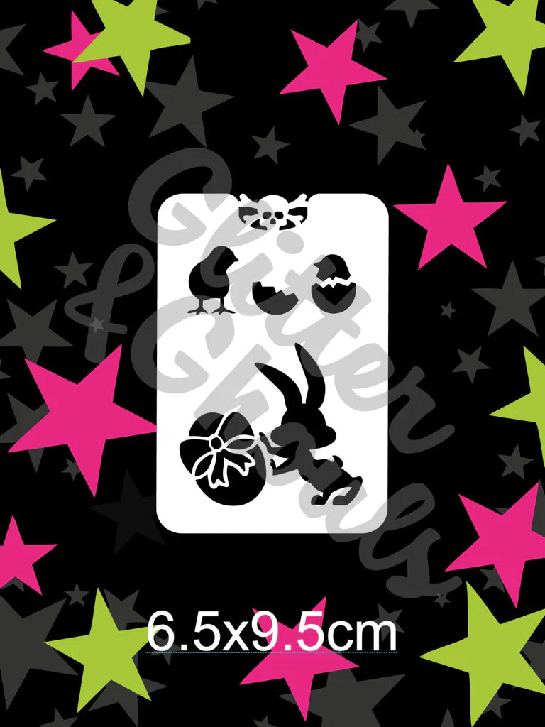 Glitter and Ghouls Face Painting Stencil- Easter bunny and chick – The Face Paint Store