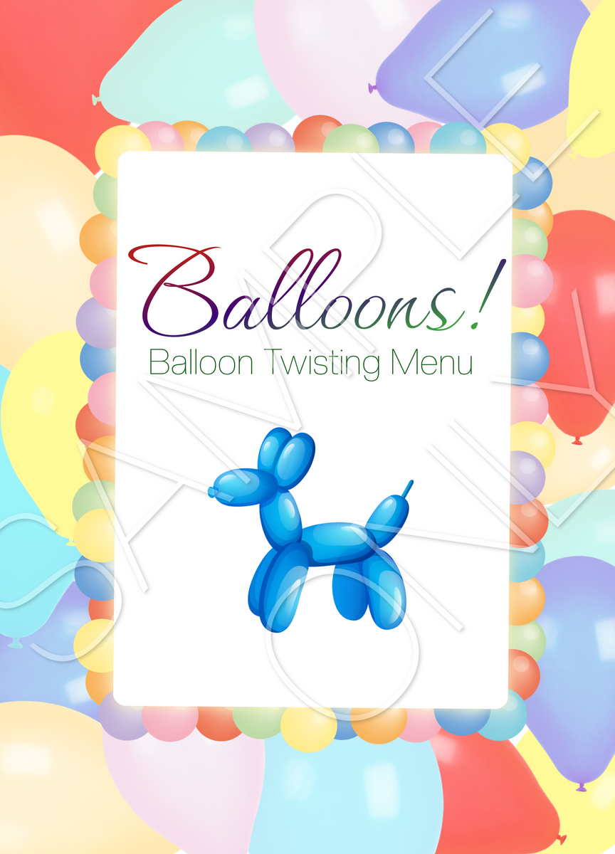 Linework Designs- Balloon Menu for busy events- double side printed an ...