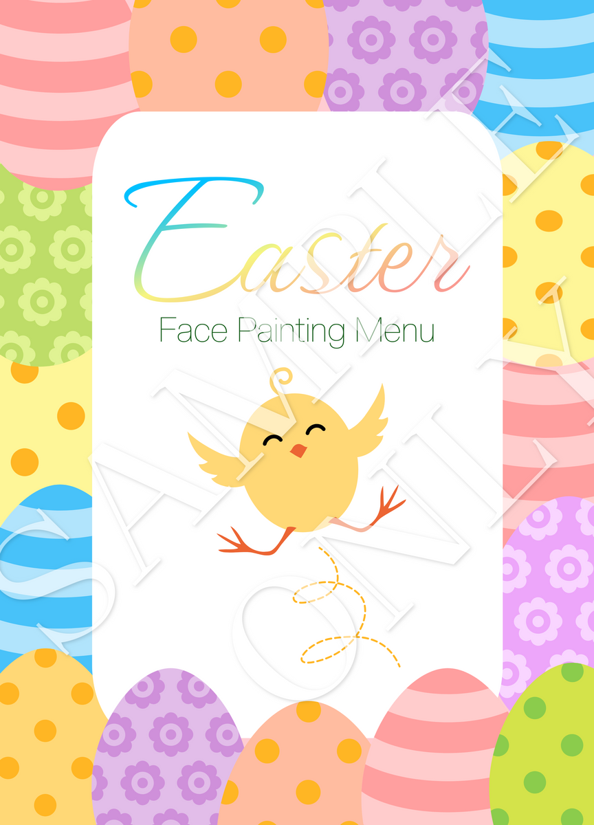 Fast Easter Designs- Face Painters Menu for busy Easter events- double ...