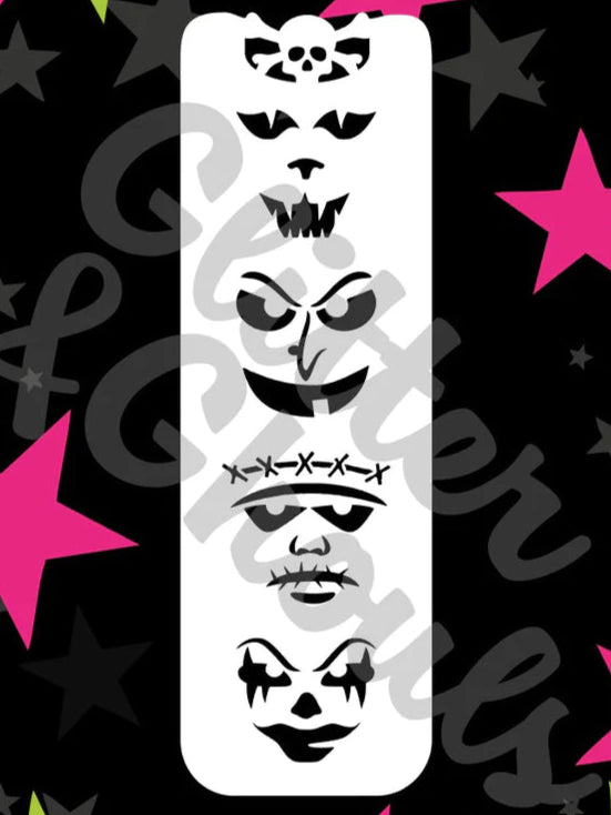 Glitter and Ghouls Face Painting Stencil- Freaky Faces #2 – The Face ...