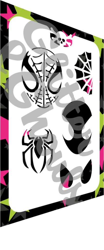 Glitter and Ghouls face painting stencil- Spidey SBS – The Face Paint Store